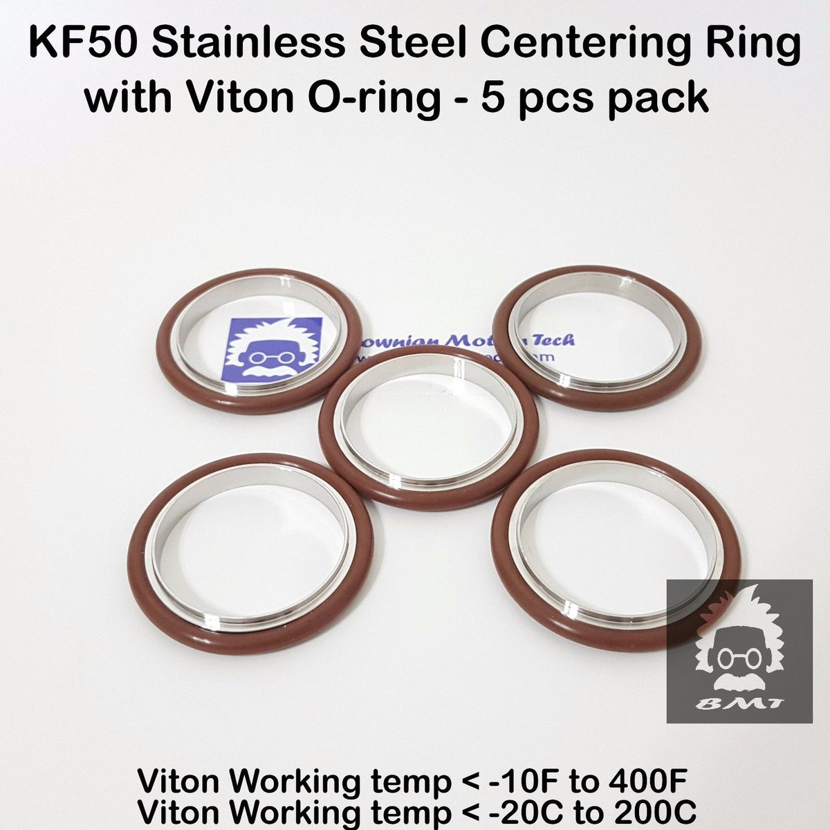 KF50 Stainless steel vacuum Centering Ring with O-ring = Viton (5pcs p ...