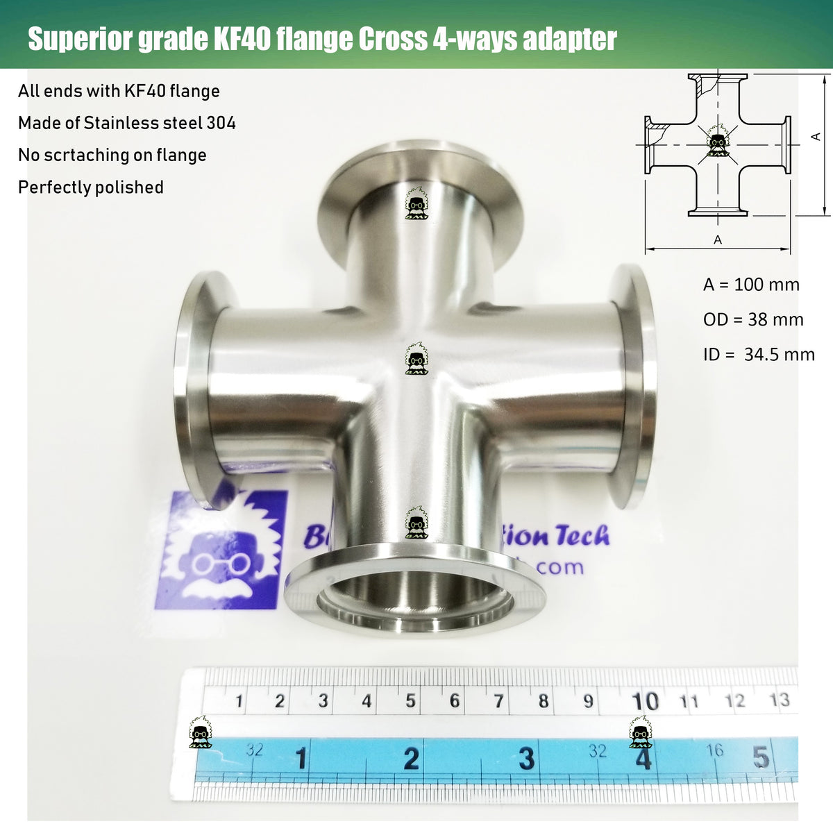 Cross, 4 x KF40 flange - Superior grade – bmotiontech